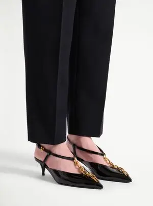 Balmain Sync Chain Kitten Slingbacks - Black