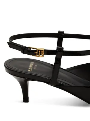 Balmain Sync Chain Kitten Slingbacks - Black