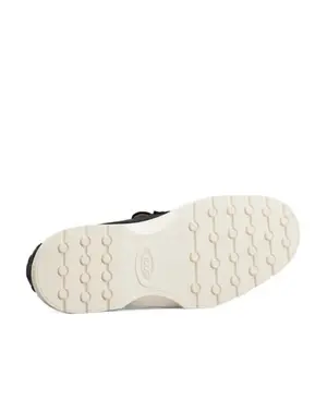 TOD'S Suede Embroidered Logo Loafers - Black