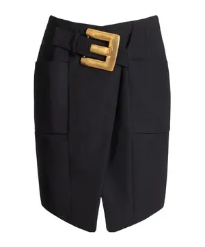 Balmain Buckled Wrap Mini Skirt