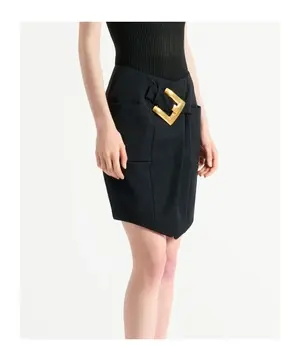 Balmain Buckled Wrap Mini Skirt