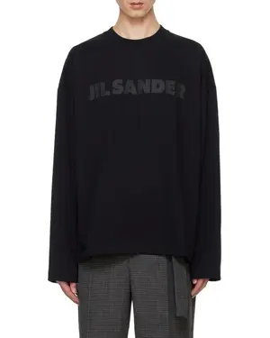 JIL SANDER Logo Printed Crewneck T-shirt - Black