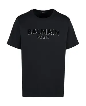 Balmain Logo Printed Crewneck T-shirt - Black
