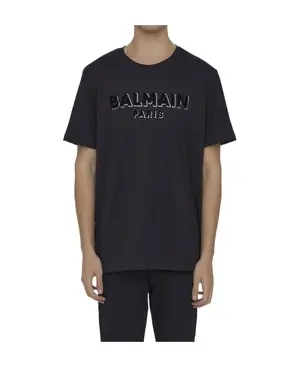 Balmain Logo Printed Crewneck T-shirt - Black