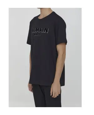 Balmain Logo Printed Crewneck T-shirt - Black