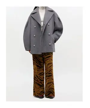 GANNI Oversized Midi Peacoat - Grey