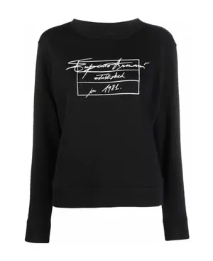 Emporio Armani Logo Print Long Sleeve Sweatshirt - Black