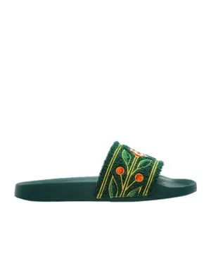 Casablanca Logo Detailed Terry Slides - Green