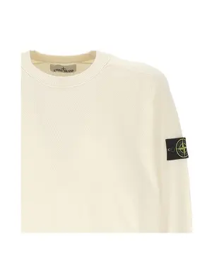Stone Island Logo Patch Crewneck Sweatshirt - Ivory