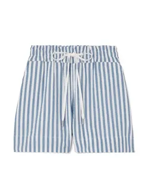 Veronica Beard Tijana Cotton-blend Seersucker Shorts - Blue