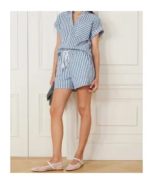 Veronica Beard Tijana Cotton-blend Seersucker Shorts - Blue