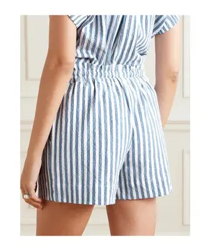 Veronica Beard Tijana Cotton-blend Seersucker Shorts - Blue