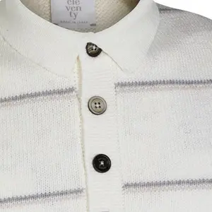 Eleventy Striped Knit Polo Shirt