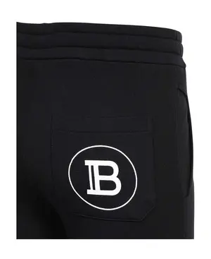 Balmain Logo Printed Cotton Jogging Bottoms - Black