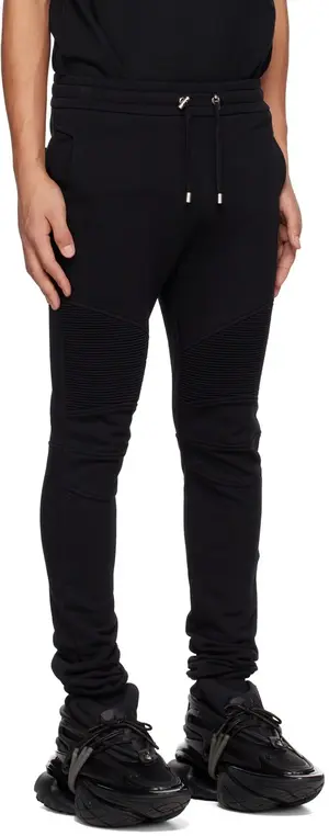Balmain Logo Printed Cotton Jogging Bottoms - Black