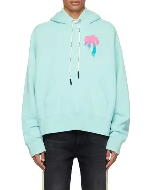 Palm Angels Palm Tree Printed Hoodie - Blue