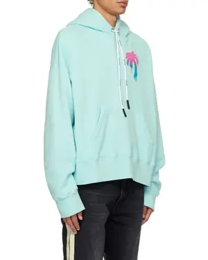 Palm Angels Palm Tree Printed Hoodie - Blue