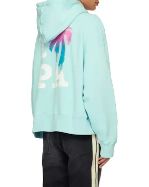 Palm Angels Palm Tree Printed Hoodie - Blue