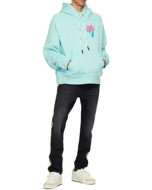 Palm Angels Palm Tree Printed Hoodie - Blue