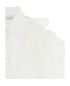 Monnalisa Poplin Shirt With Lotus Leaf Edge