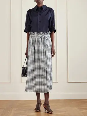 JIL SANDER Checked Midi Skirt