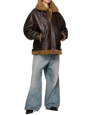 Vetements Brown Leather Lapel Jacket
