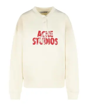 Acne Studios Acne Studios Fleece Logo Sweatshirt White