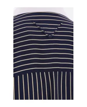 Prada Striped Belted Midi Shirt Dress