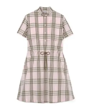 Burberry Burberry Checked Drawcord Waist Mini Dress Mallow Pink