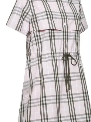 Burberry Checked Drawcord Waist Mini Dress - Mallow Powder