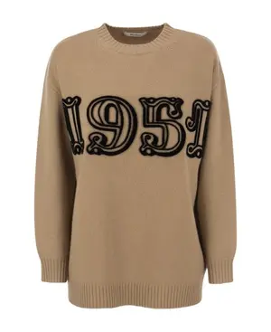Max Mara Logo Embellished Round Neck Sweater