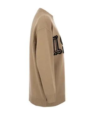 Max Mara Logo Embellished Round Neck Sweater