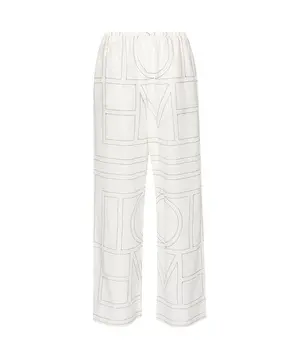TOTEME Monogram Print Pyjama Pants - White/black