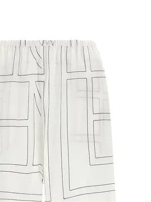 TOTEME Monogram Print Pyjama Pants - White/black