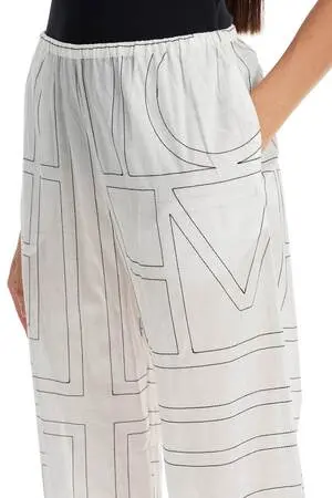 TOTEME Monogram Print Pyjama Pants - White/black