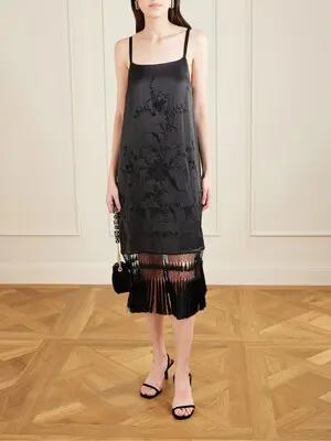 BODE Floral Embroidered Tasseled Midi Dress