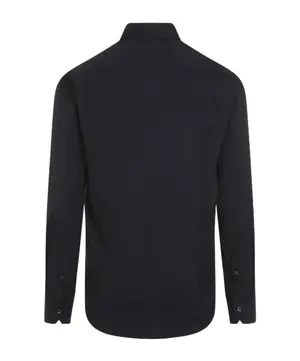 Giorgio Armani Curved Hem Poplin Shirt - Deep Navy