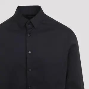 Giorgio Armani Curved Hem Poplin Shirt - Deep Navy