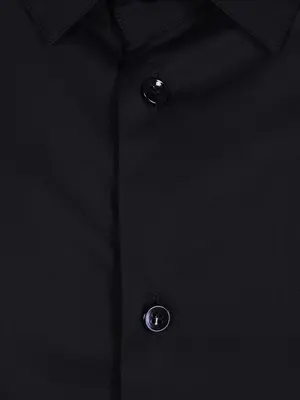 Giorgio Armani Curved Hem Poplin Shirt - Deep Navy