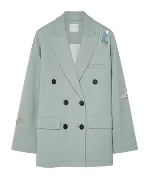 FORTE_FORTE Double Breasted Decorative Coat - Gray
