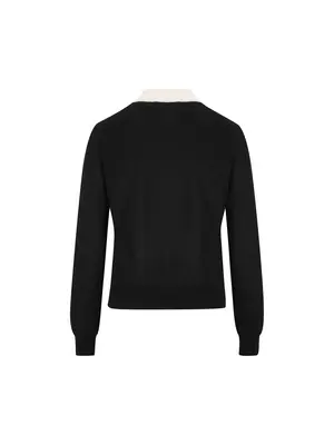 Celine Long Sleeve Polo Sweater In Fine Cashmere Silk