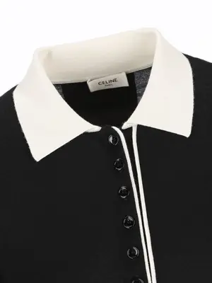 Celine Long Sleeve Polo Sweater In Fine Cashmere Silk