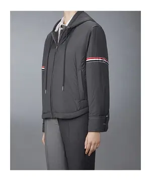 Thom Browne Zip-up Hooded Jacket With Striped Detail