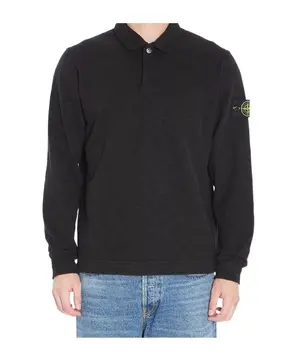 Stone Island Badge-detail Polo Shirt - Black
