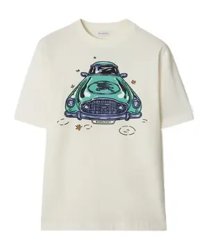 Burberry Car Cotton T-shirt Chalk
