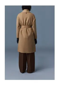 Mackage Belted Wool Wrap Coat With Shawl Lapels - Brown