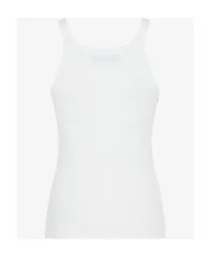 Fendi Logo Embroidered Ribbed Knit Tank Top - White