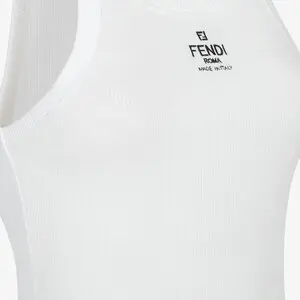 Fendi Logo Embroidered Ribbed Knit Tank Top - White