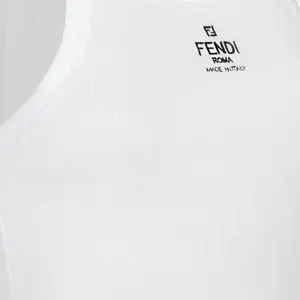 Fendi Logo Embroidered Ribbed Knit Tank Top - White