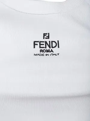 Fendi Logo Embroidered Ribbed Knit Tank Top - White